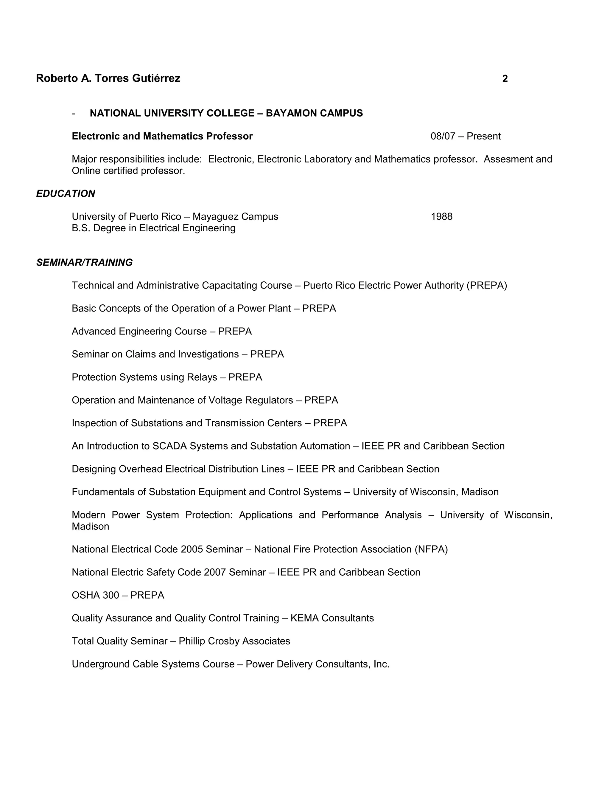 CV and List of Cases - Ing. Roberto A. Torrres Gutierrez, PE | PDF