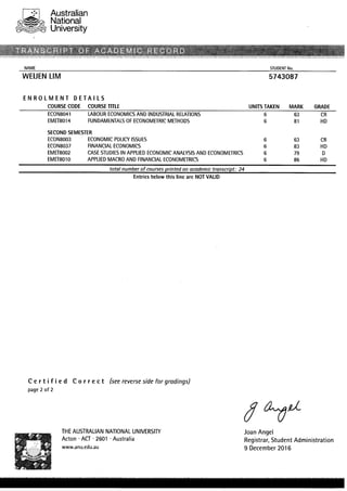 ANU Transcript | PDF