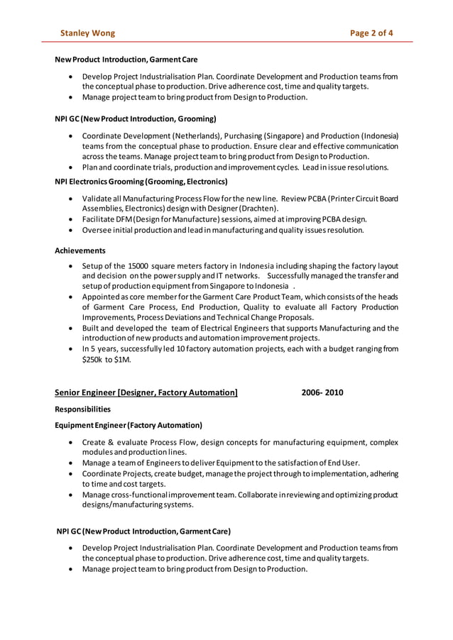 Stanley Wong - CV4 | PDF