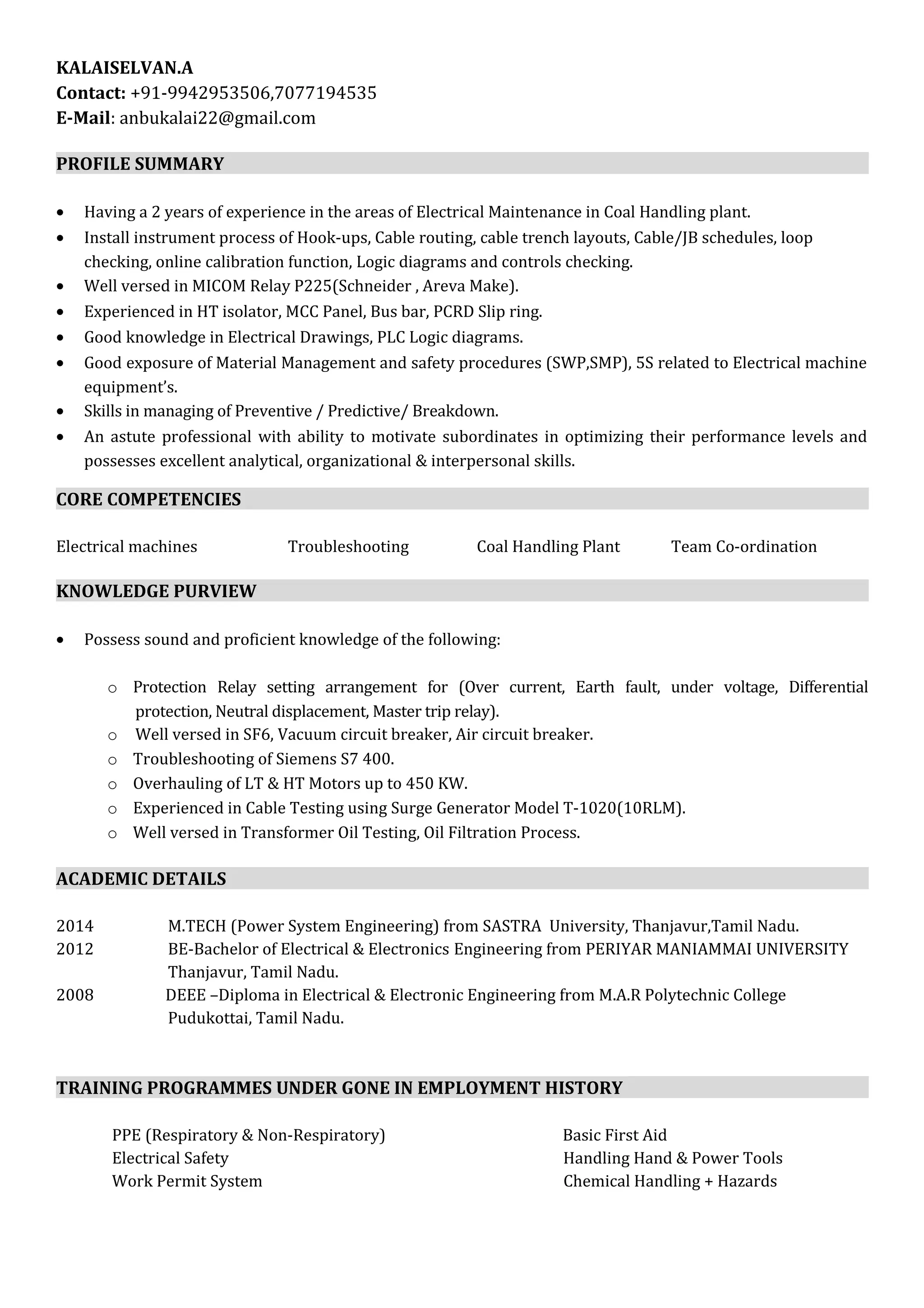 KALAISELVAN-CV | PDF