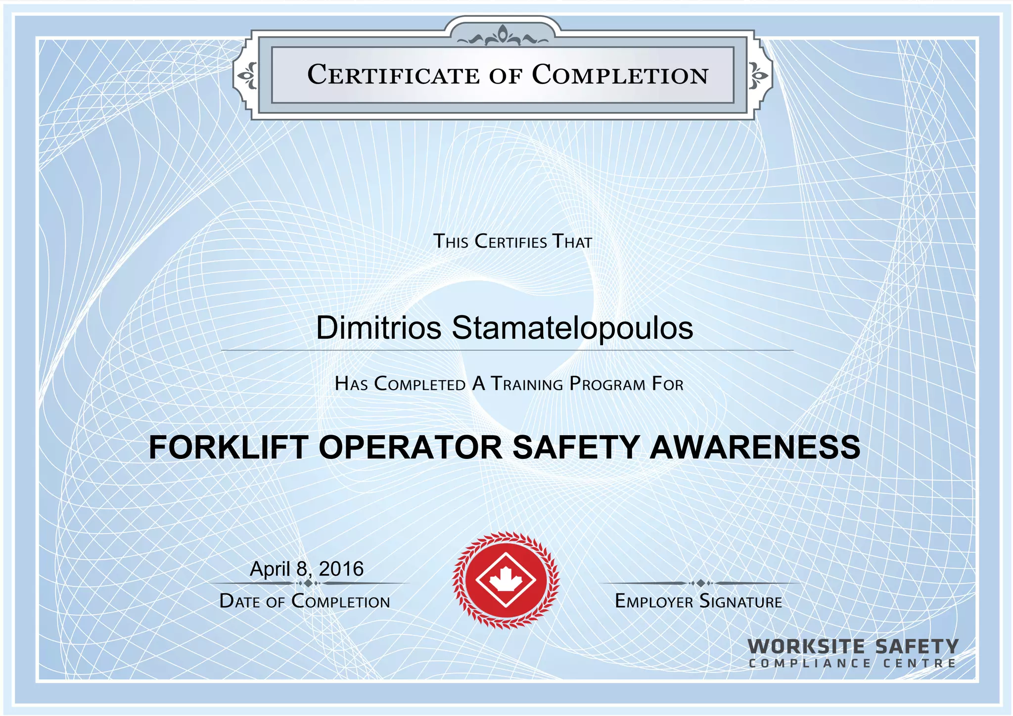 Forklift Operator Certificate | PDF
