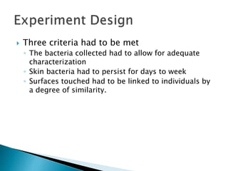 Forensic Identification using skin bacterial communities | PPT
