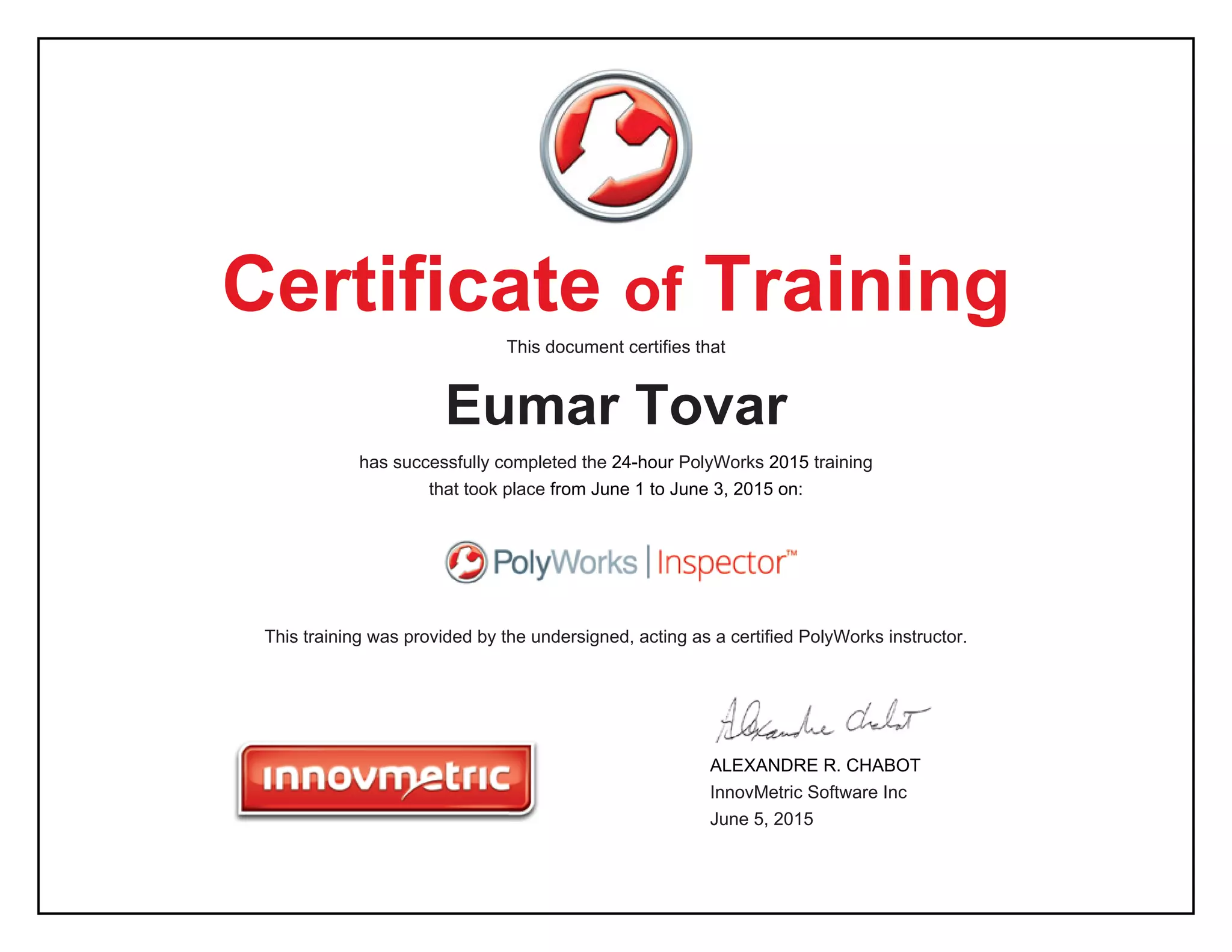 Eumar TovarPolyWorksTrainingCertificate | PDF