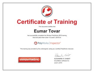 Eumar TovarPolyWorksTrainingCertificate | PPT