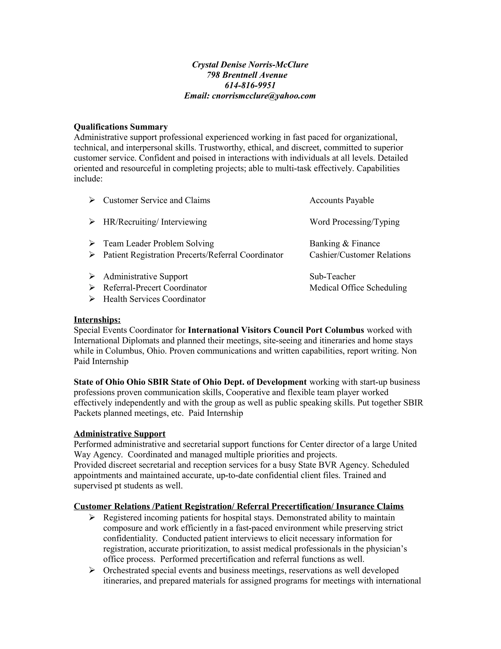 Crystal Norris Resume 2016 Updated Version | DOC