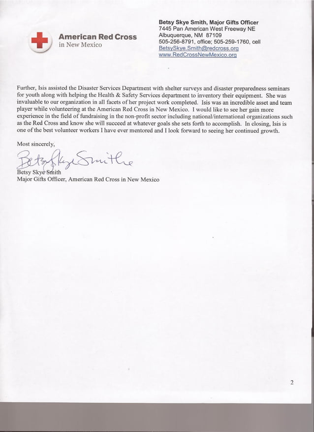 Reference Letter Red Cros USA | PDF