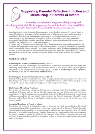 PRF Flyer2 | DOC | Parenting Babies and Toddlers | Parenting