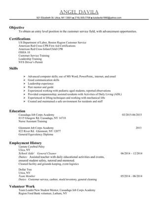 Angel Davila Resume | DOC | Careers