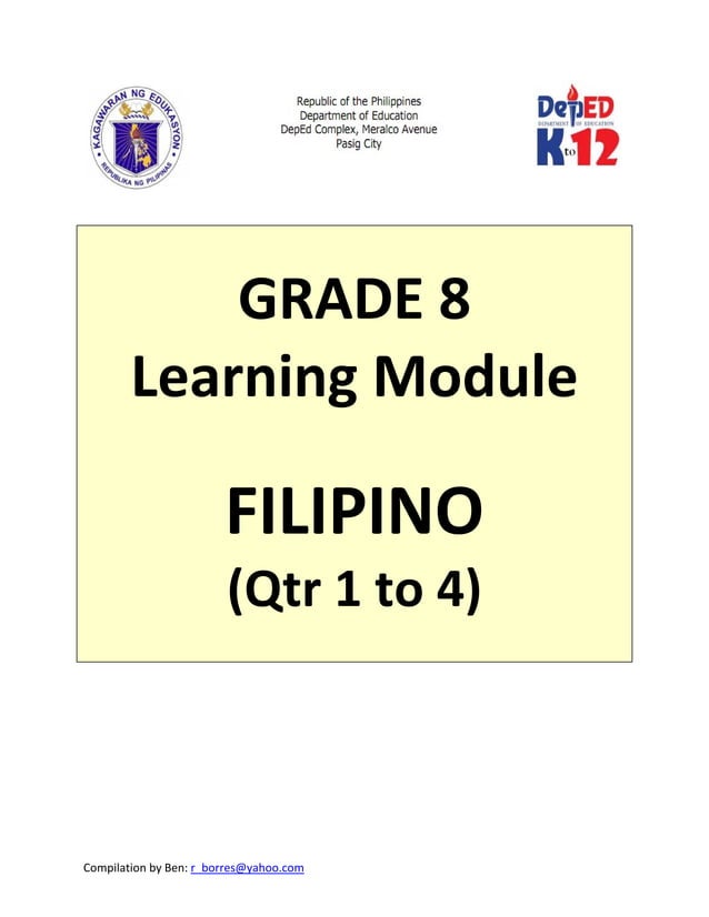 Grade 8 Learning Module in Filipino - Complete | PDF