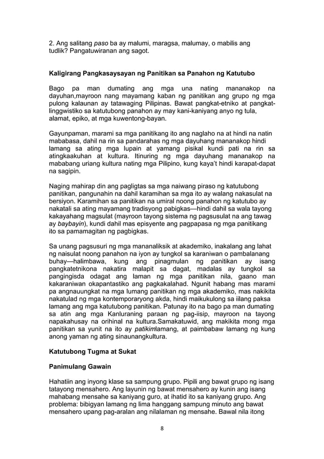 Grade 8 Learning Module in Filipino - Complete | PDF