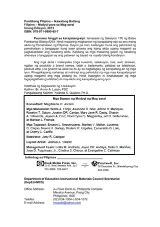 Grade 8 Learning Module in Filipino - Complete | PDF