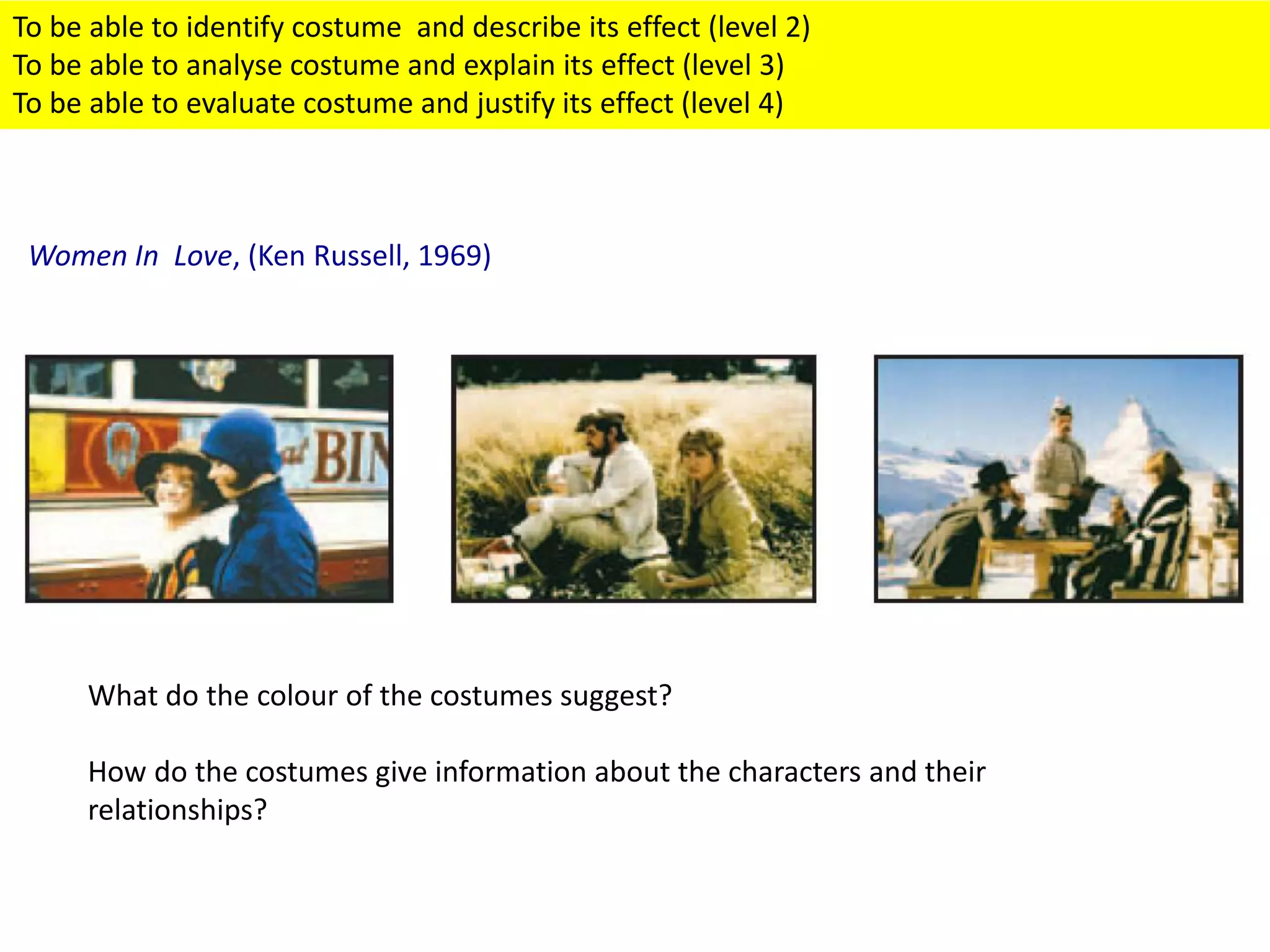 Film Language: Mise en scene - costume, inc. hair & make-up | PPTX
