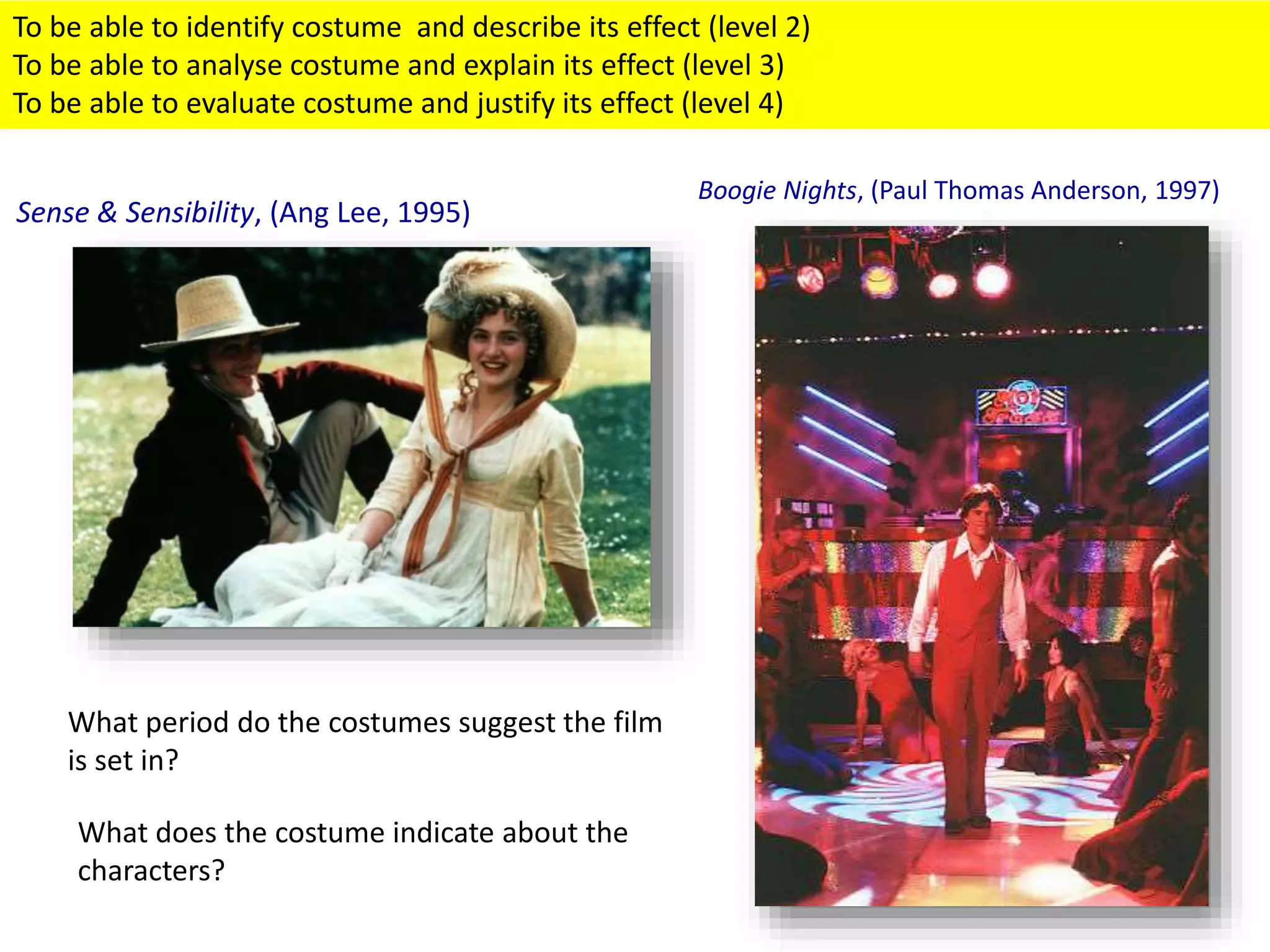 Film Language: Mise en scene - costume, inc. hair & make-up | PPTX