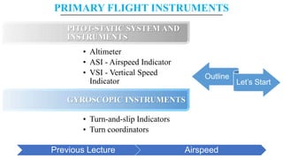 Primary Flight Instruments | Flight Mechanics | GATE Aerospace | PPTX