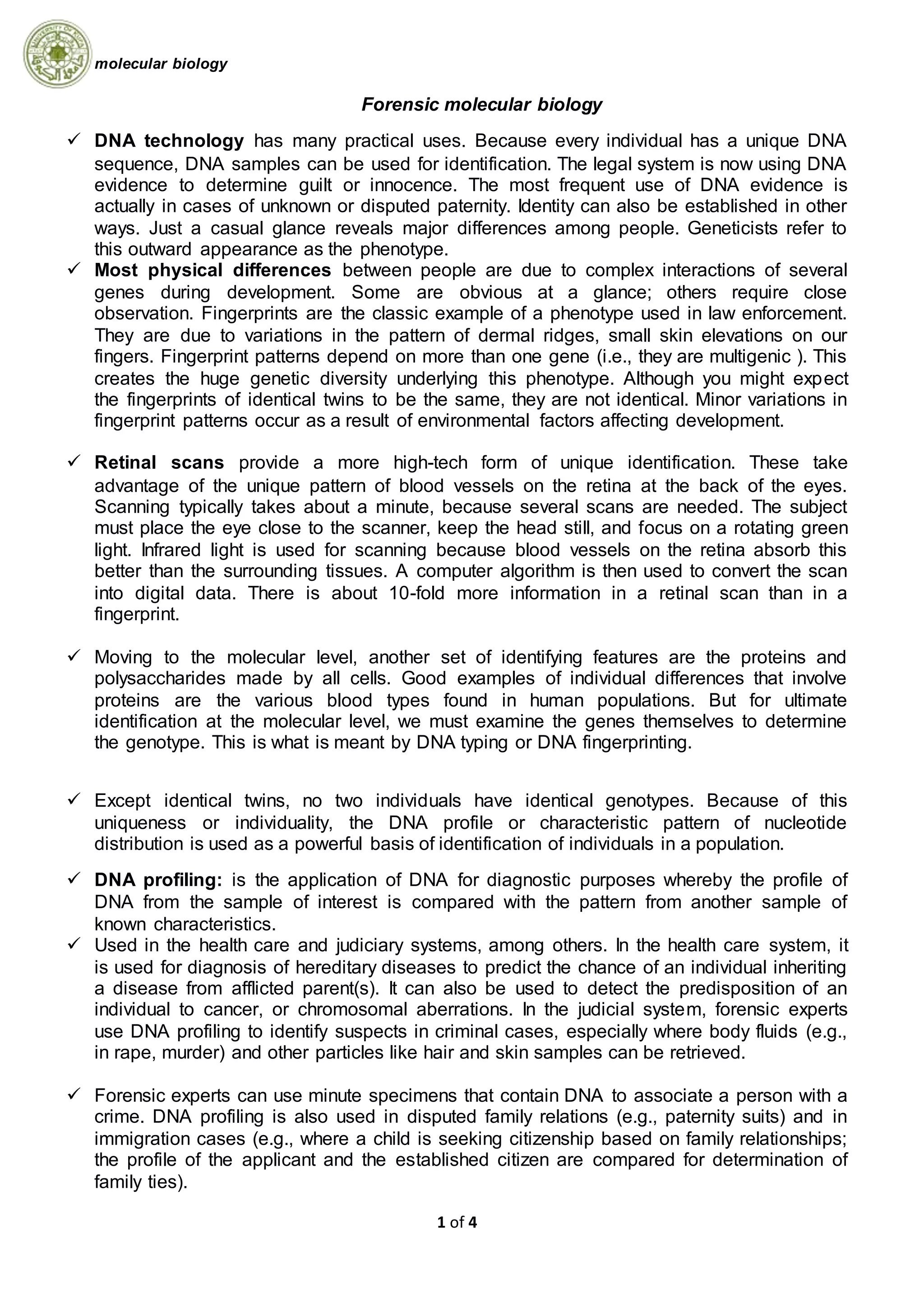 forensic molecular biology | DOC