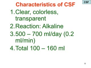 Cerebrospinal Fluid and Function of CSF in human body | PPTX