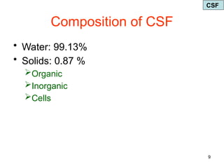Cerebrospinal Fluid and Function of CSF in human body | PPTX