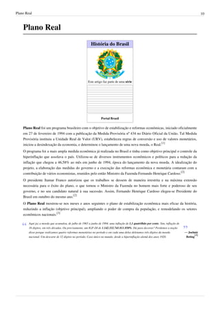 Planos econômicos do plano cruzado ao plano real | PDF