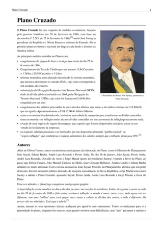 Planos econômicos do plano cruzado ao plano real | PDF