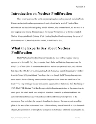 Detailed Nuclear Proliferation Presentation | PDF