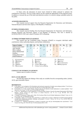 Adulterated beef detection with redundant gas sensor using optimized convolutional neural ...