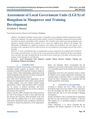 Assessment of Local Government Units (LGUS) of Bongabon in Manpower and ...