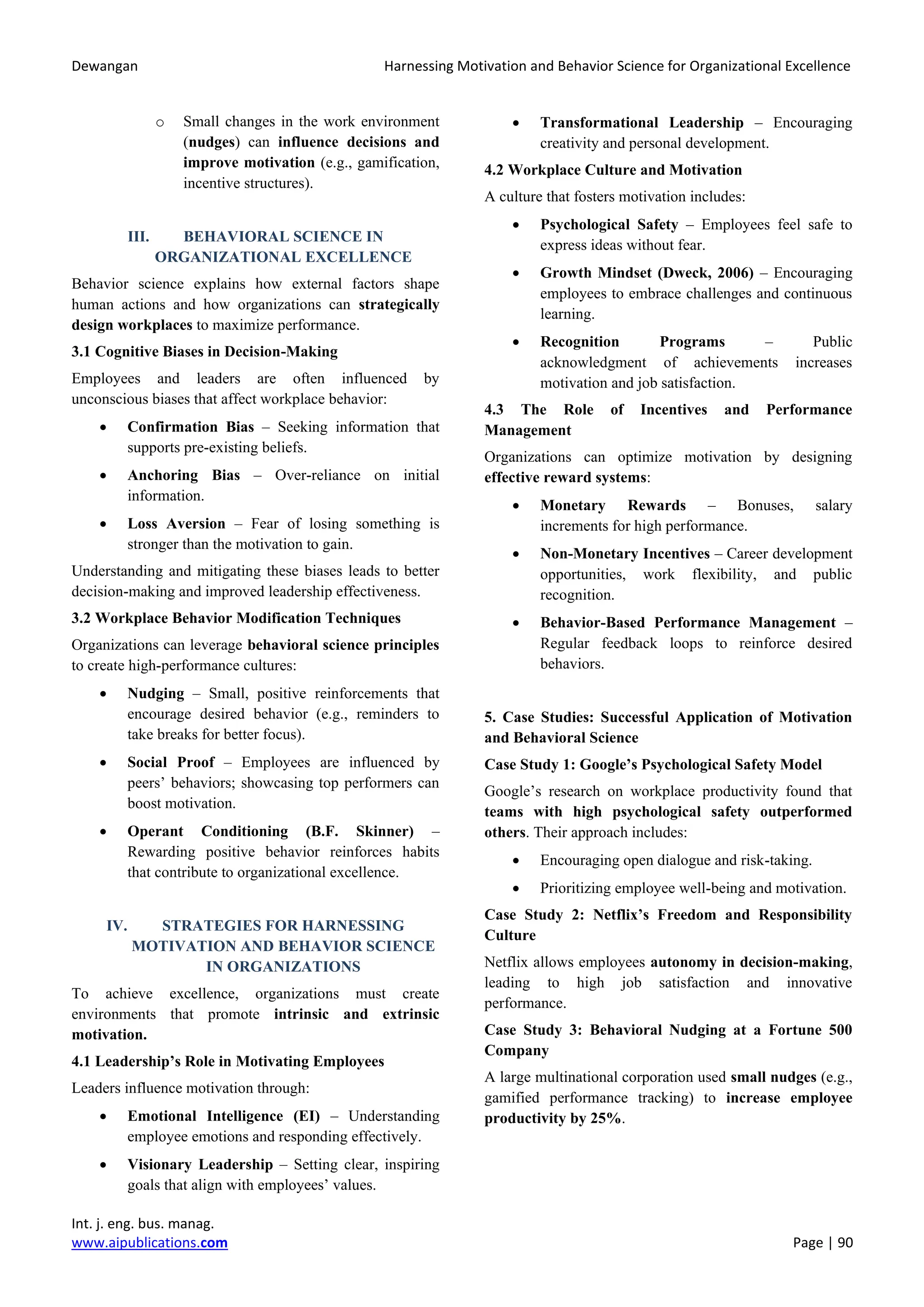Harnessing Motivation and Behavior Science for Organizational ...