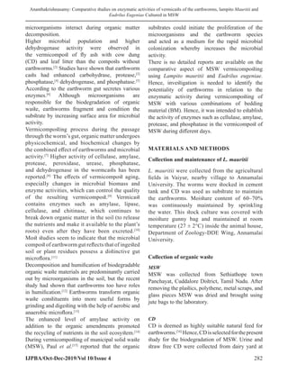 Comparative Study of Municipal Solid Waste Using by Lampito Mauritii and Eudrilus Eugeniae ...