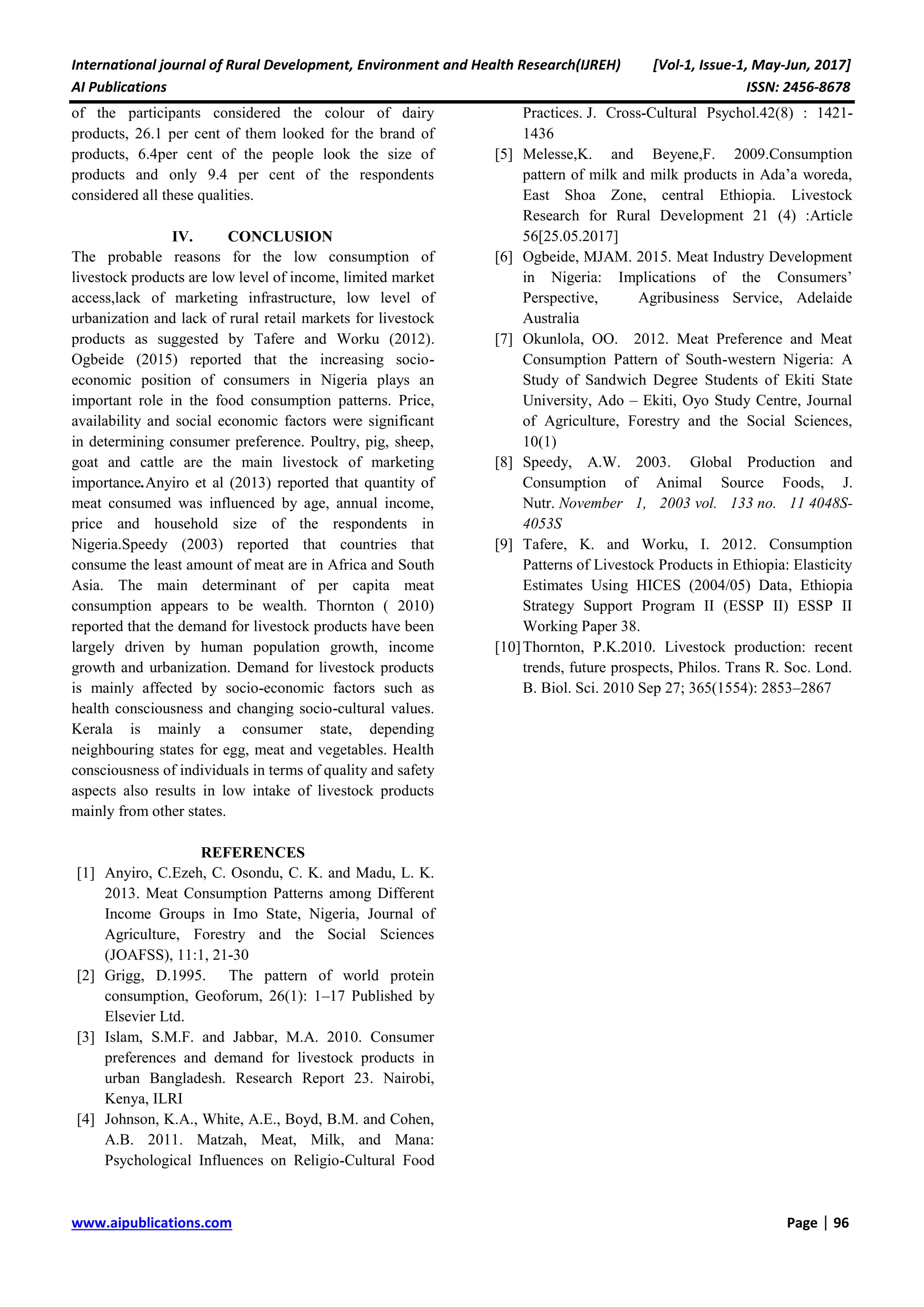 Pattern of consumption of livestock products among adolescents in ...