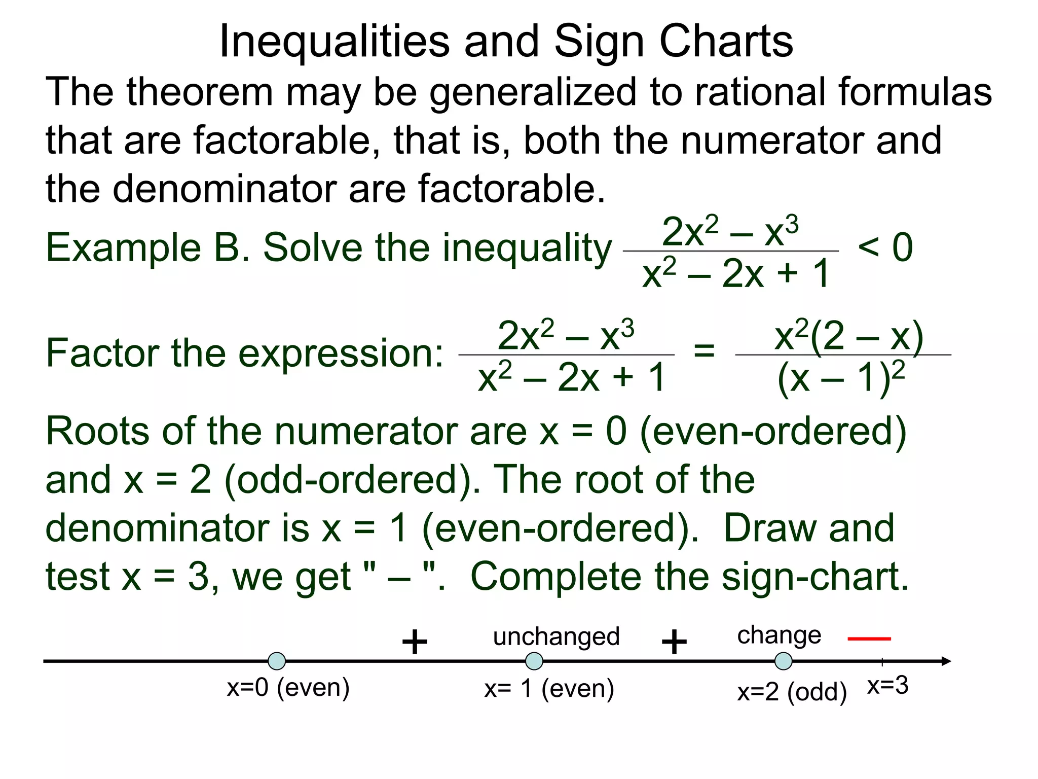 8 inequalities and sign charts x | PPT