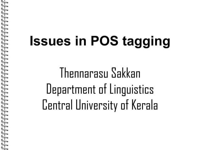 8 issues in pos tagging | PDF