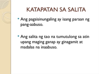 Katapatan sa salita at gawa ESP SA PAGPAPAKATAO | PPTX