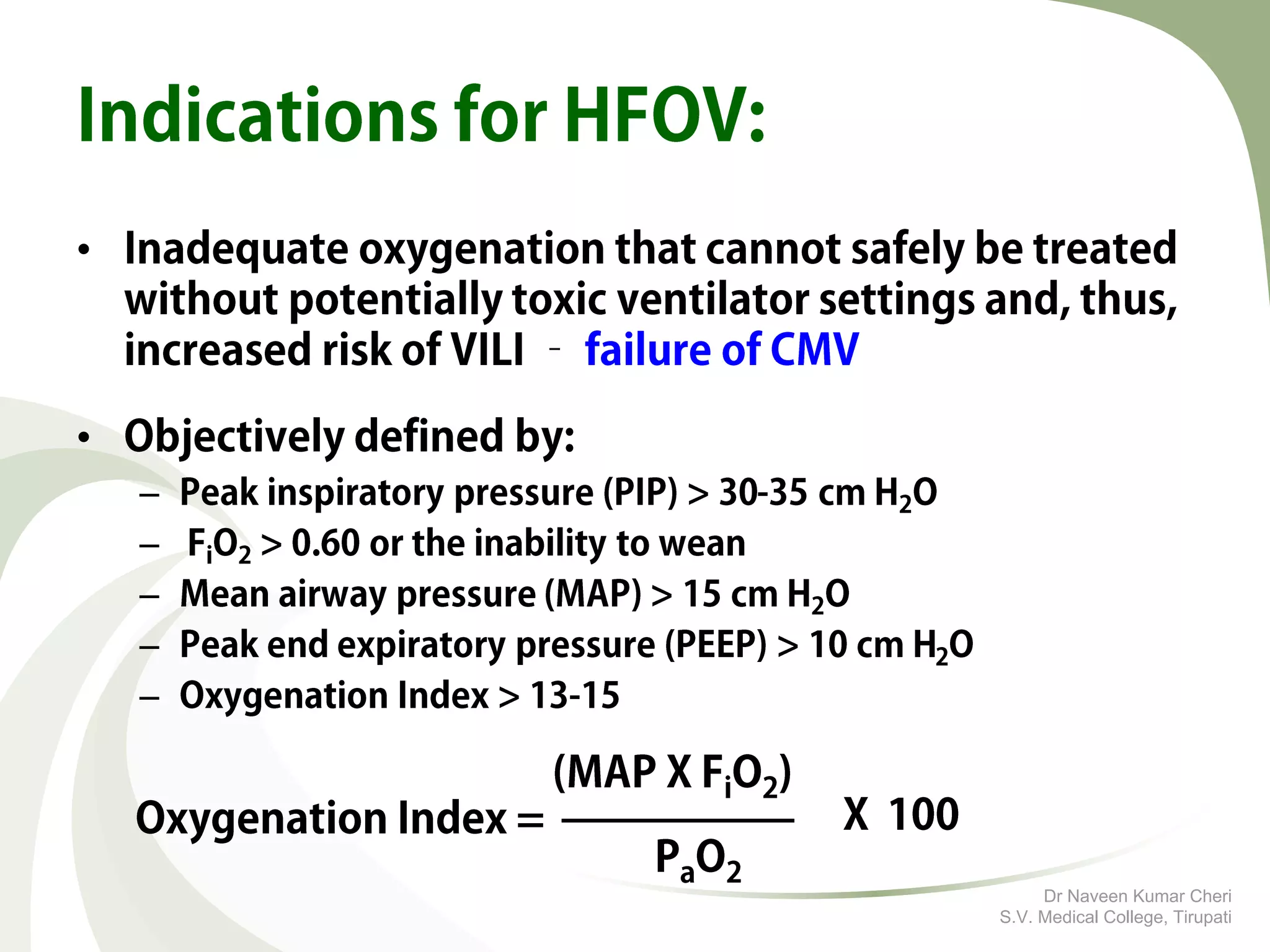 HFOV - High Frequency Oscillatory Ventilation | PDF