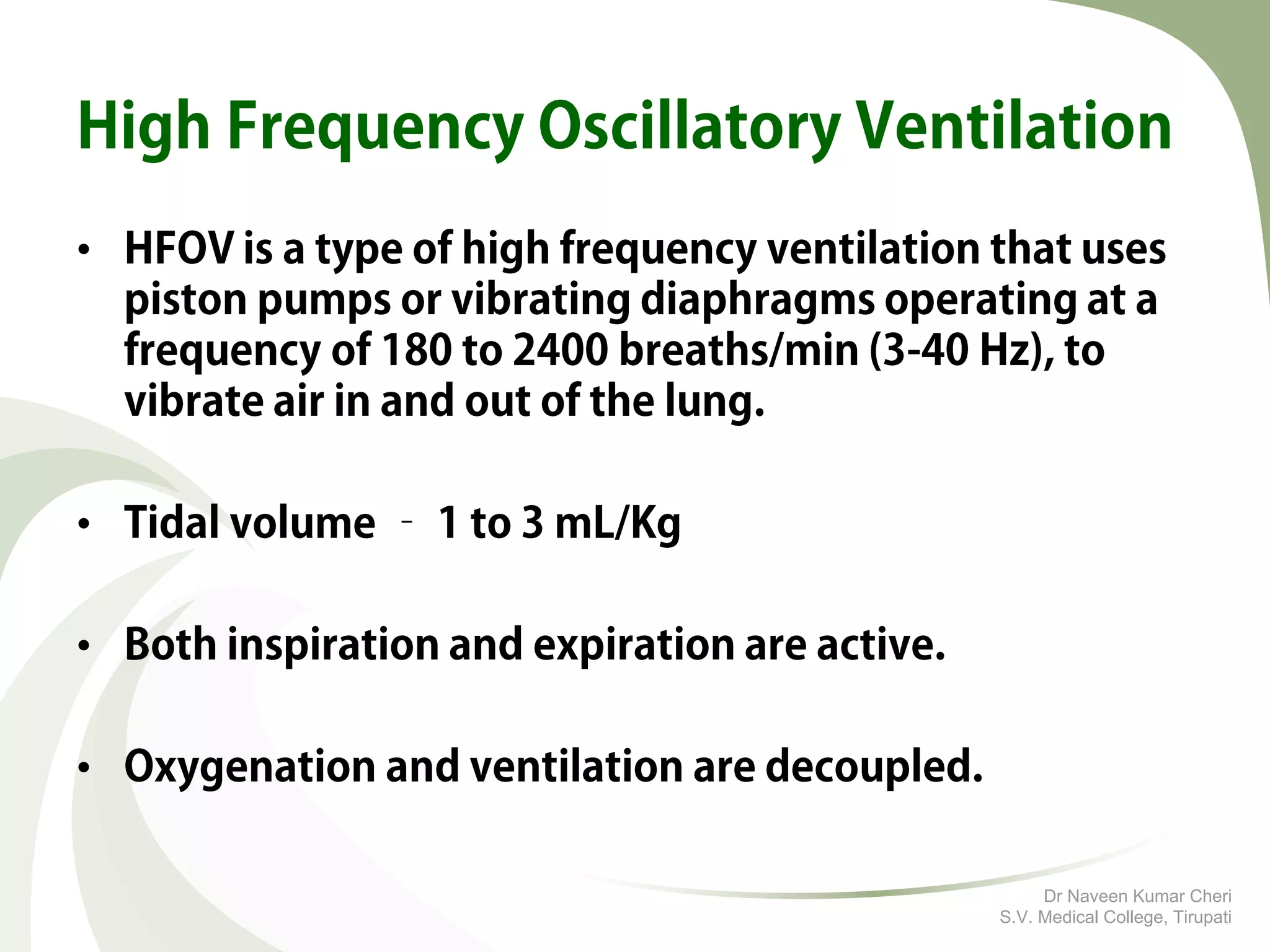 HFOV - High Frequency Oscillatory Ventilation | PDF