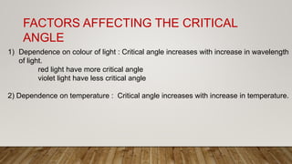 critical angle and total internal reflection | PPTX