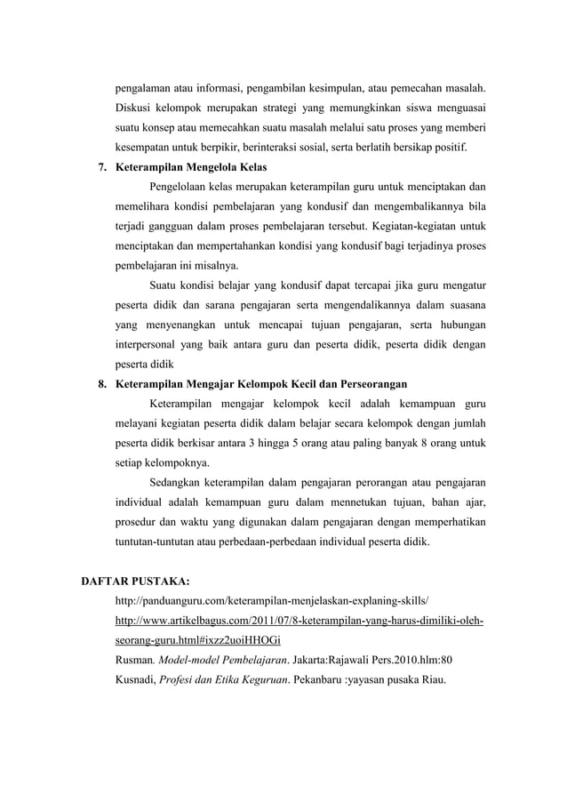 8 Keterampilan Dasar Mengajar Docx