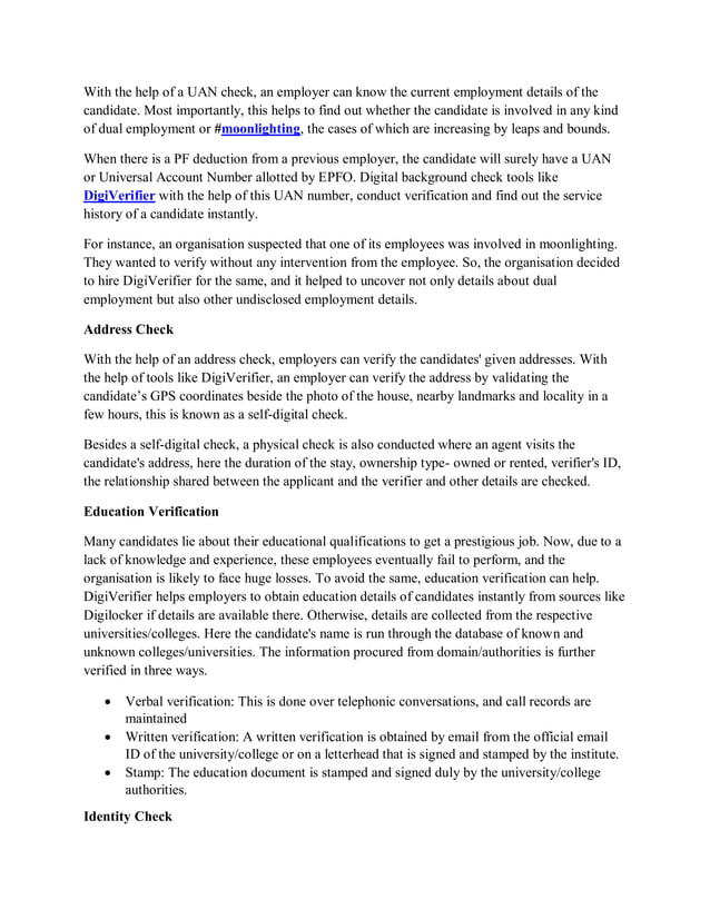 8 Key Employee Background Checks For Employers to Consider | PDF