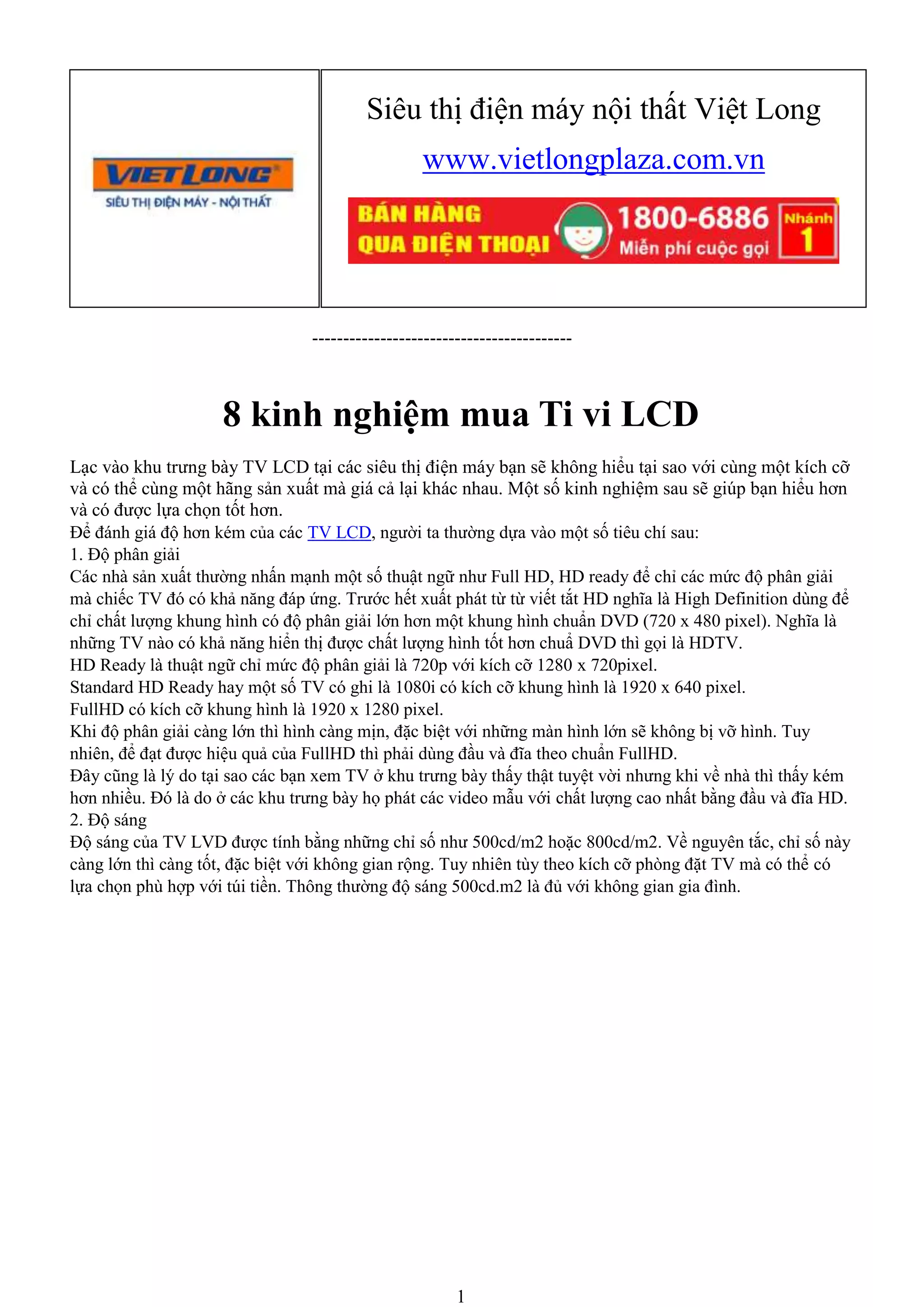 8 kinh nghiệm mua ti vi lcd | PDF