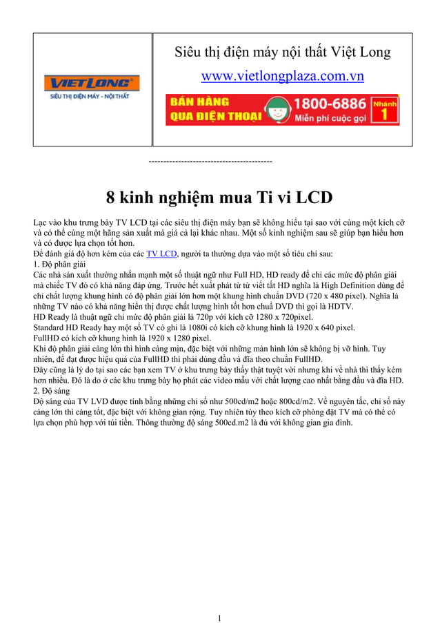 8 kinh nghiệm mua ti vi lcd | DOC