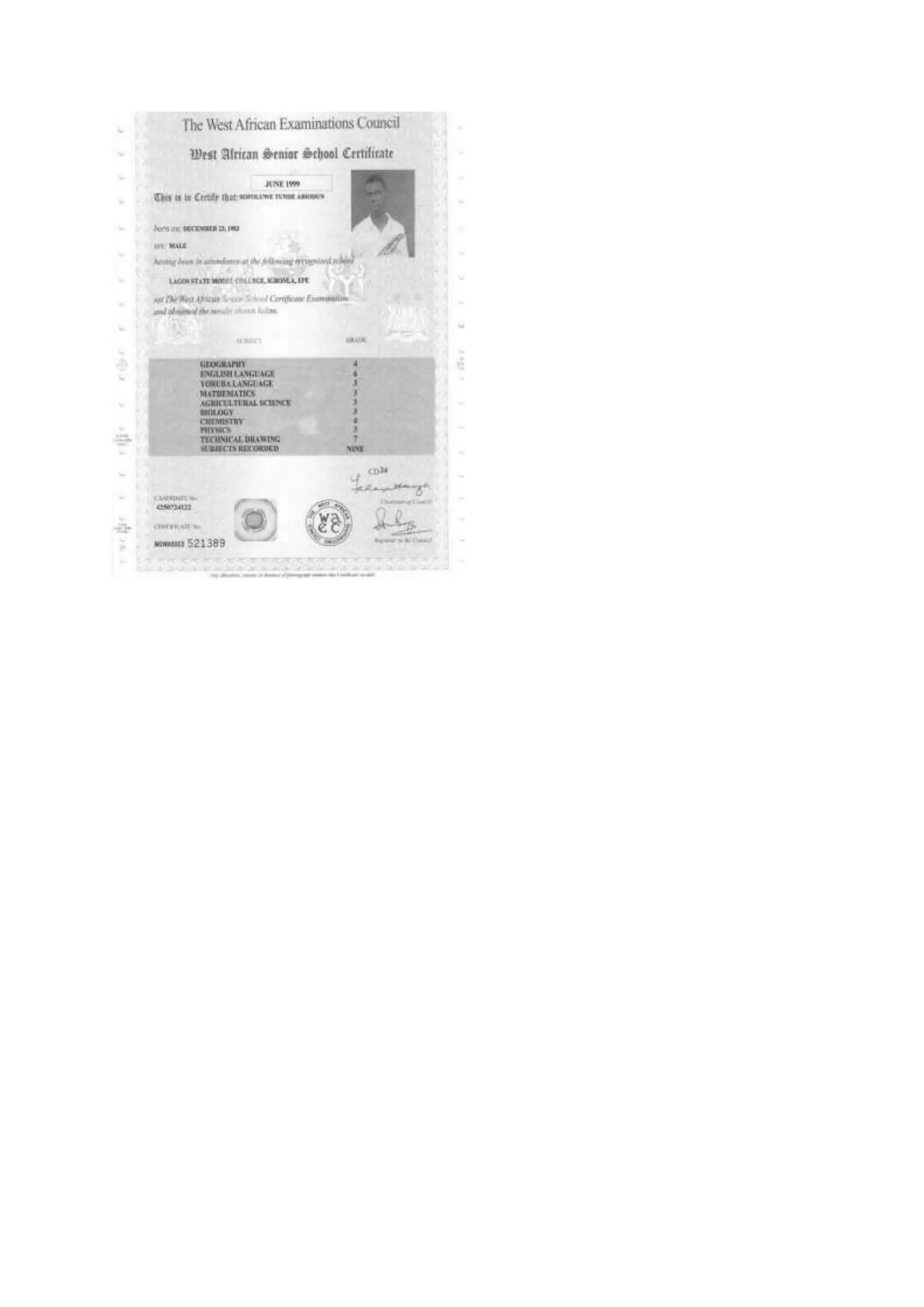 WAEC Certificate | PDF