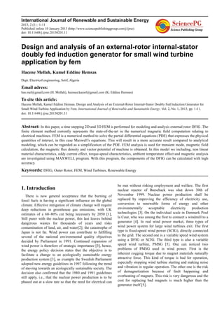 Design and analysis of an external rotor internal-stator doubly fed induction generator for ...