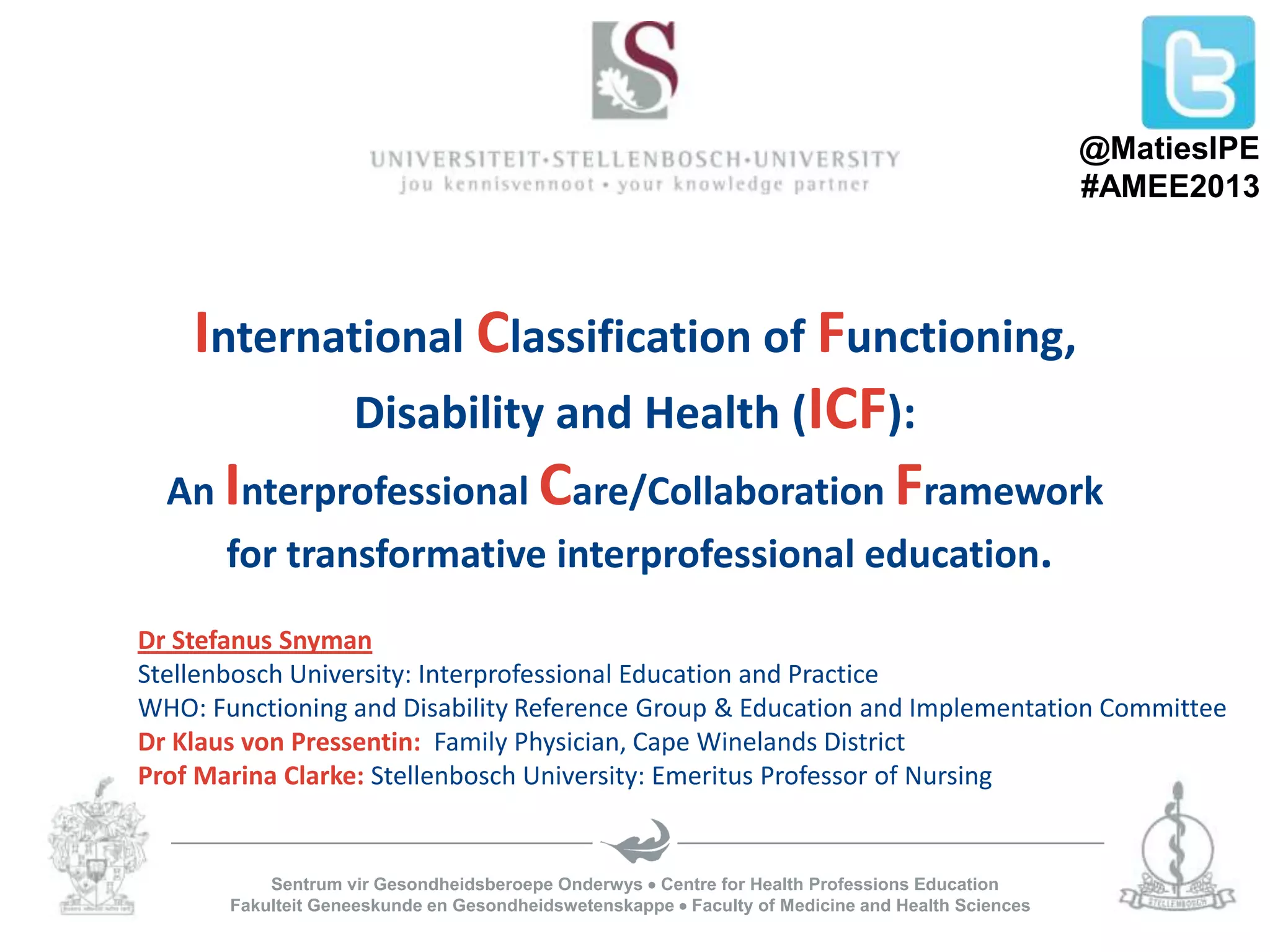 International Classification of Functioning, Disability and Health (ICF): An Interprofessional ...