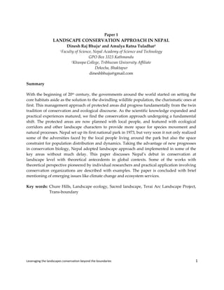 Landscape conservation article 2011 amulya sir | PDF