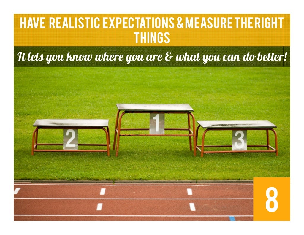Have realistic expectations & measure