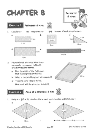 8 level 3a hw chapter 8 perimeter and area | PDF