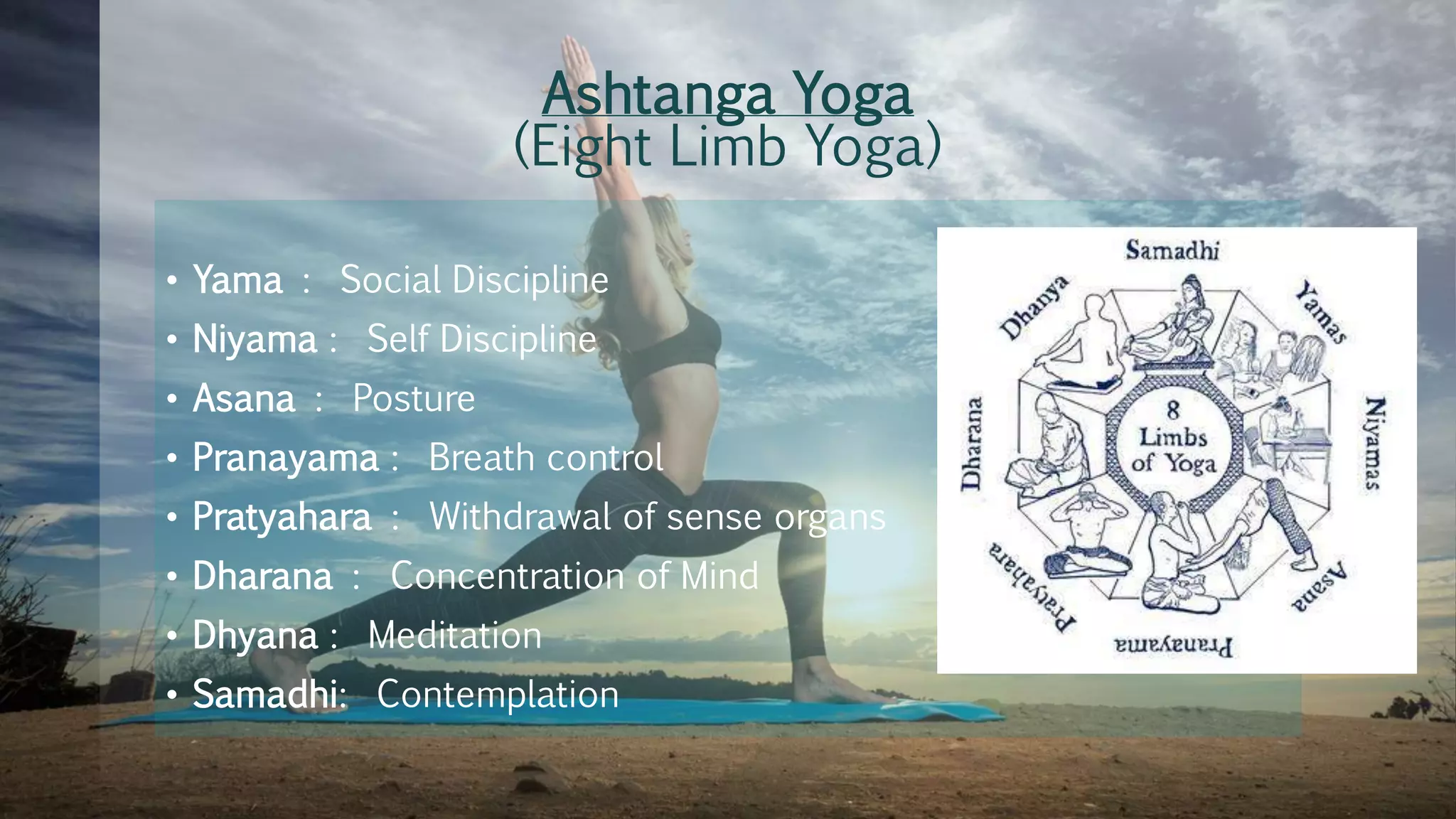 The Yoga school - astanga yoga , 8 limbs of yoga | PPTX