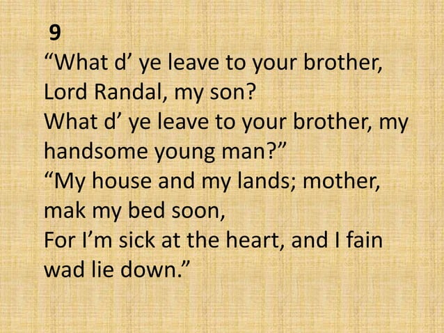 Lord Randall | PPTX | Poetry | Books and Literature