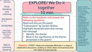 Grade 10 HMH English Language Active Practice | PPTX