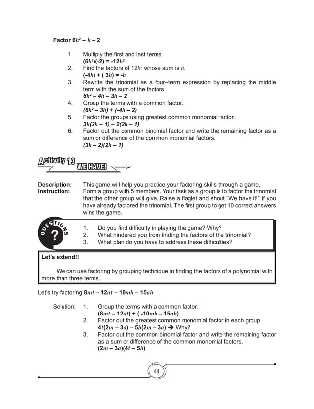 Grade 8 Learning Module in Math - Complete | PDF
