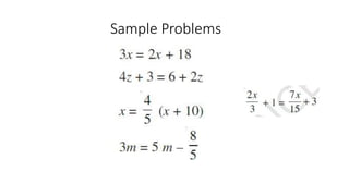 Linear Equations in one variable ppt maths | PPTX